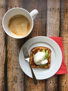 Chorizo avocado toast with poached egg