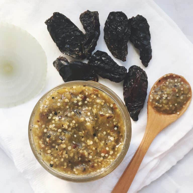 Roasted tomatillo and chile morita salsa - The Other Side of the Tortilla
