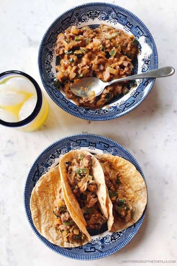 Steak and chorizo tacos de alambre - The Other Side of the Tortilla